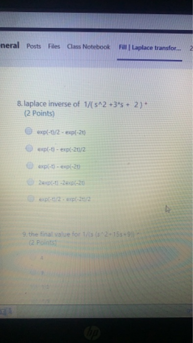 Solved neral Posts Files Class Notebook Fill Laplace | Chegg.com