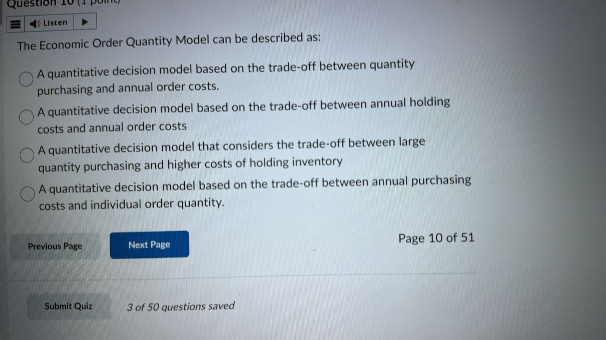 Solved The Economic Order Quantity Model can be described | Chegg.com
