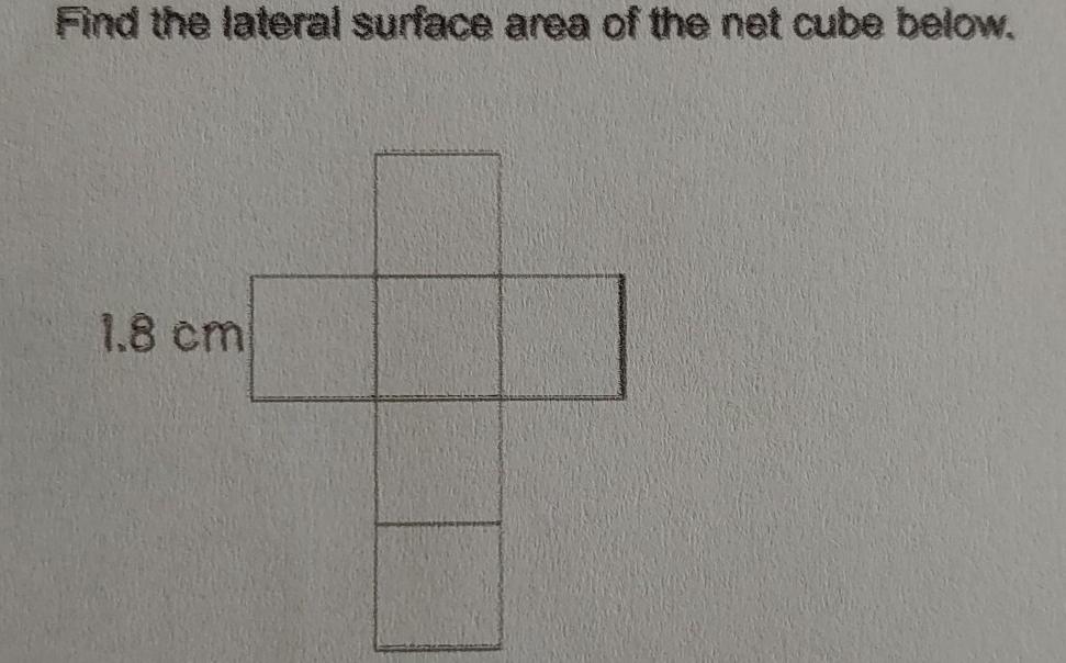 Solved Find the lateral surface area of the net cube below. | Chegg.com