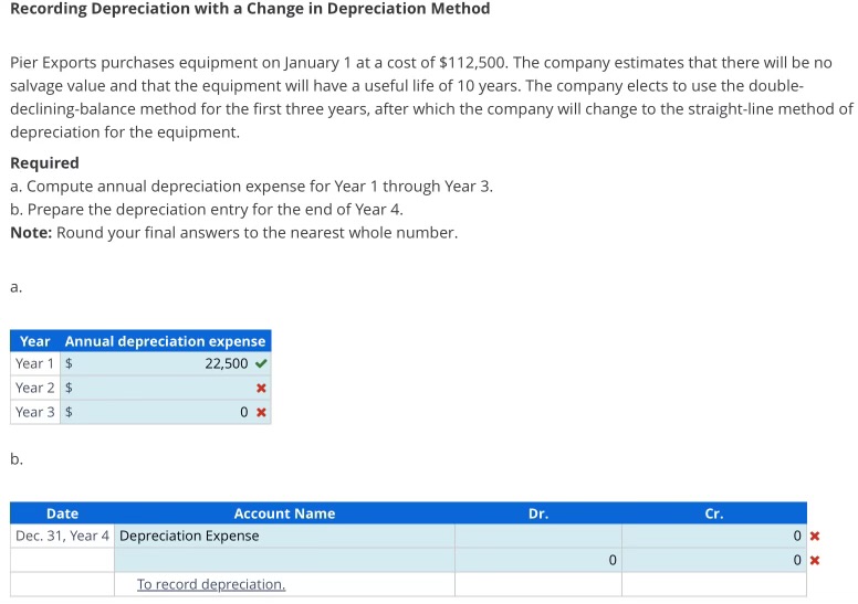 Solved Recording Depreciation with a Change in Depreciation | Chegg.com