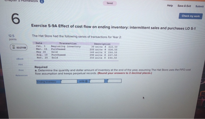 Solved Chapter 5 Homework Saved Help Save & Exit Submit | Chegg.com