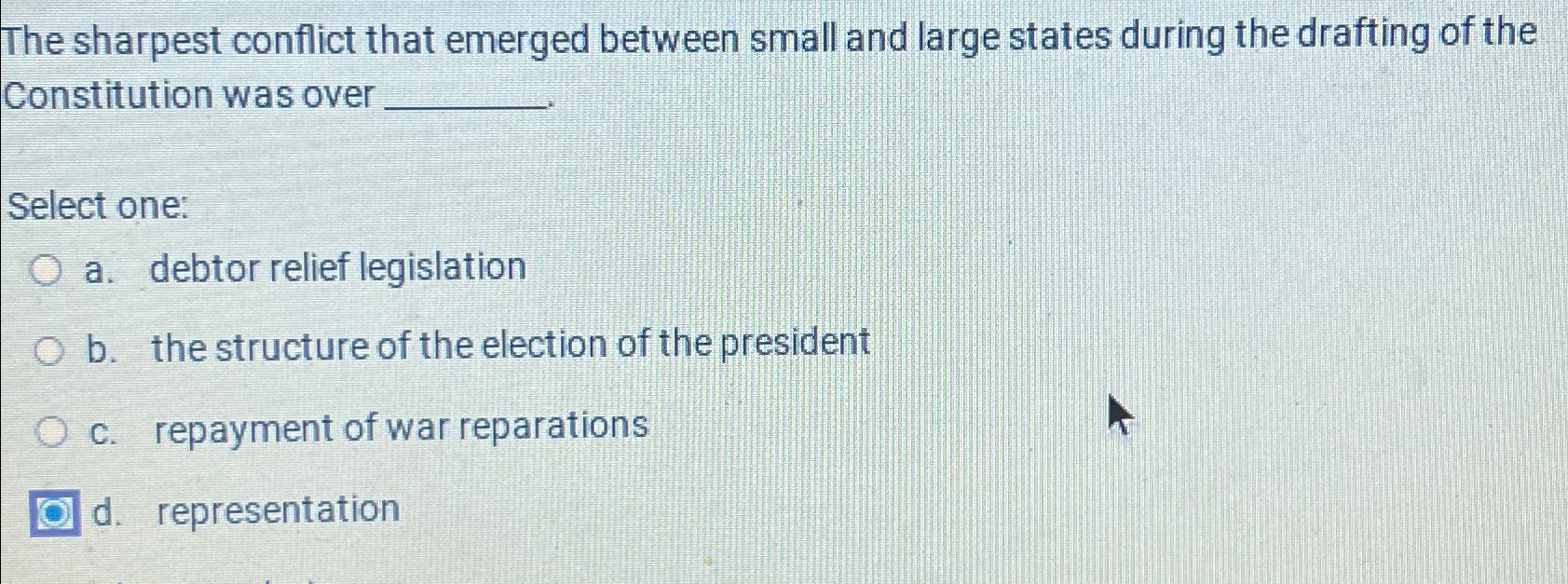 Solved The sharpest conflict that emerged between small and | Chegg.com
