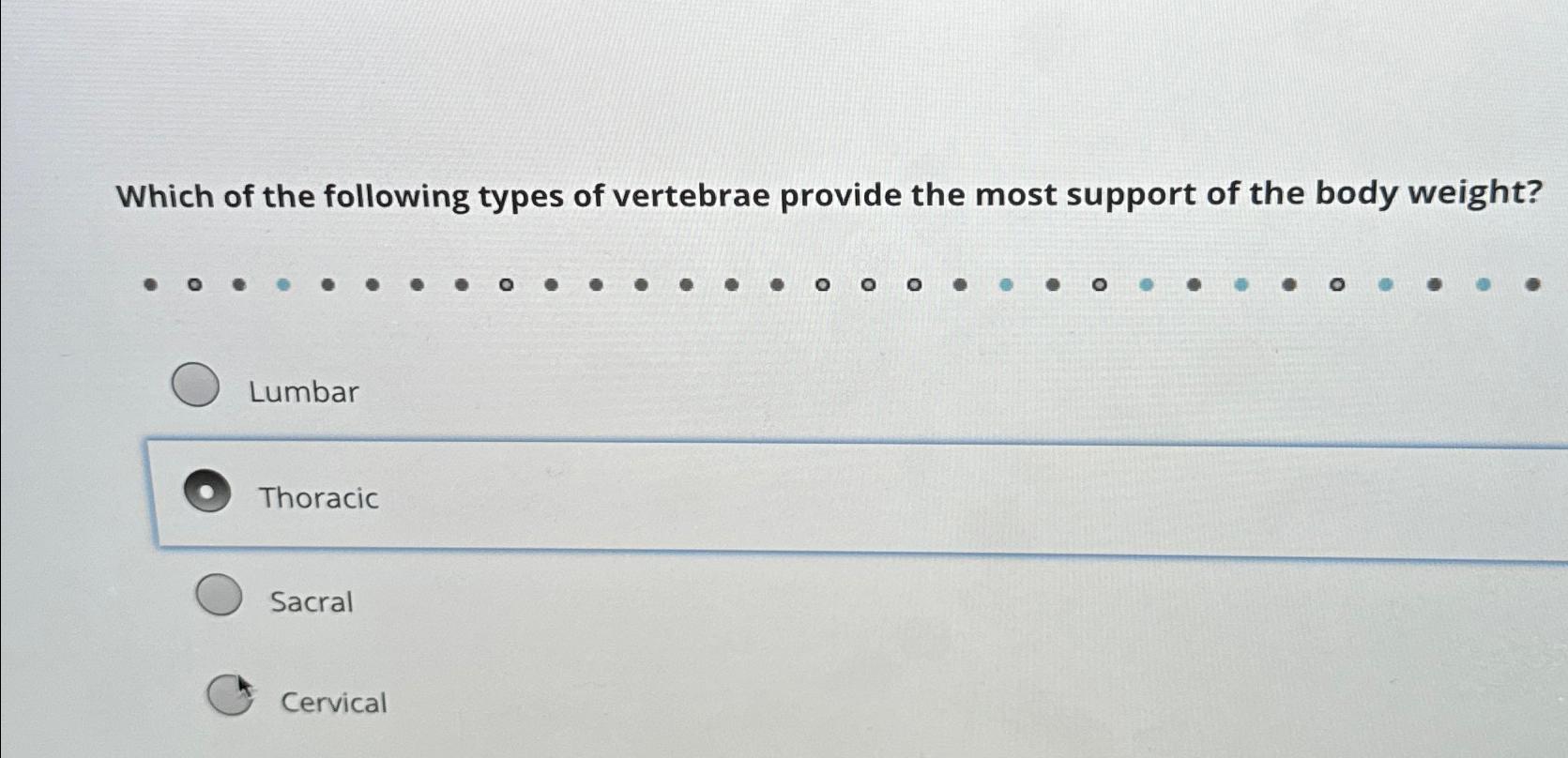 Solved Which of the following types of vertebrae provide the | Chegg.com