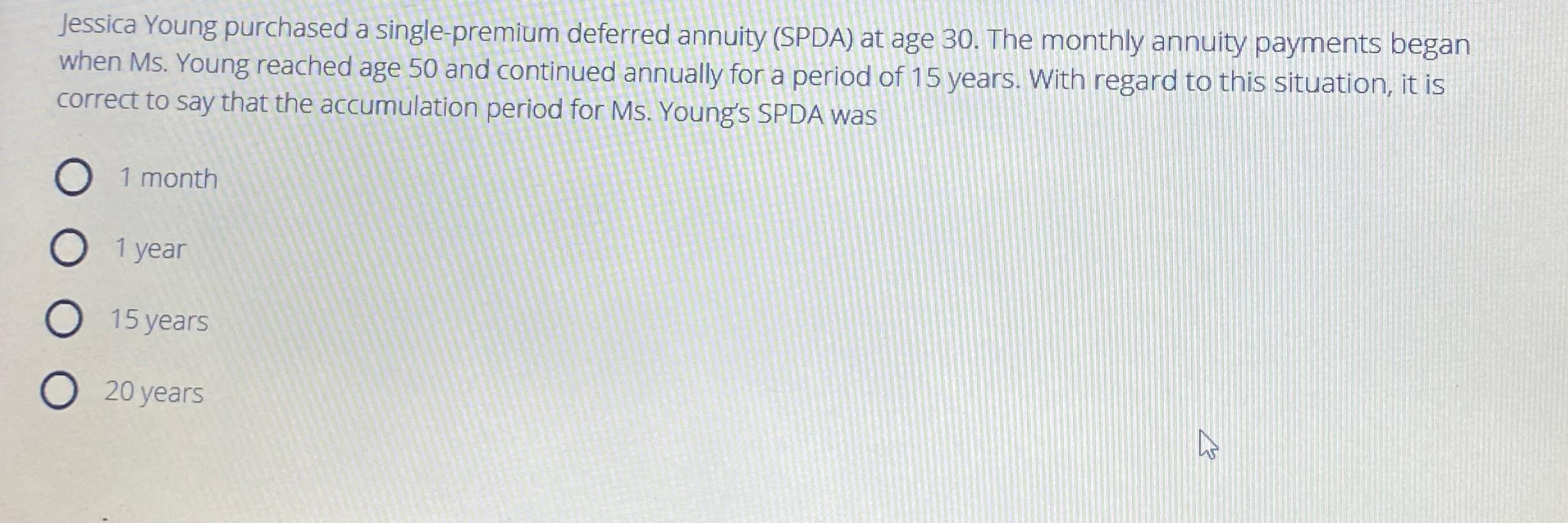 Solved Jessica Young purchased a single-premium deferred | Chegg.com