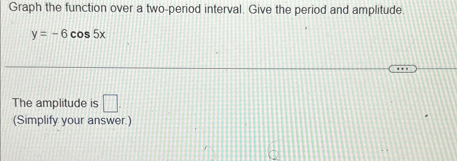 Solved Graph the function over a two-period interval. Give | Chegg.com