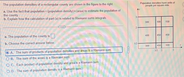 Solved The population densities of a rectangular county are | Chegg.com