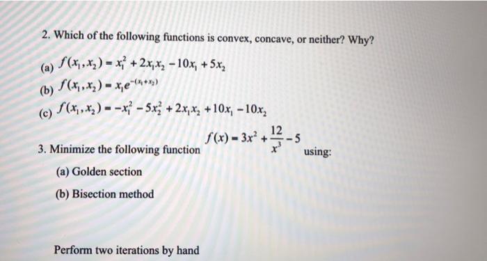 Solved 2. Which of the following functions is convex, | Chegg.com