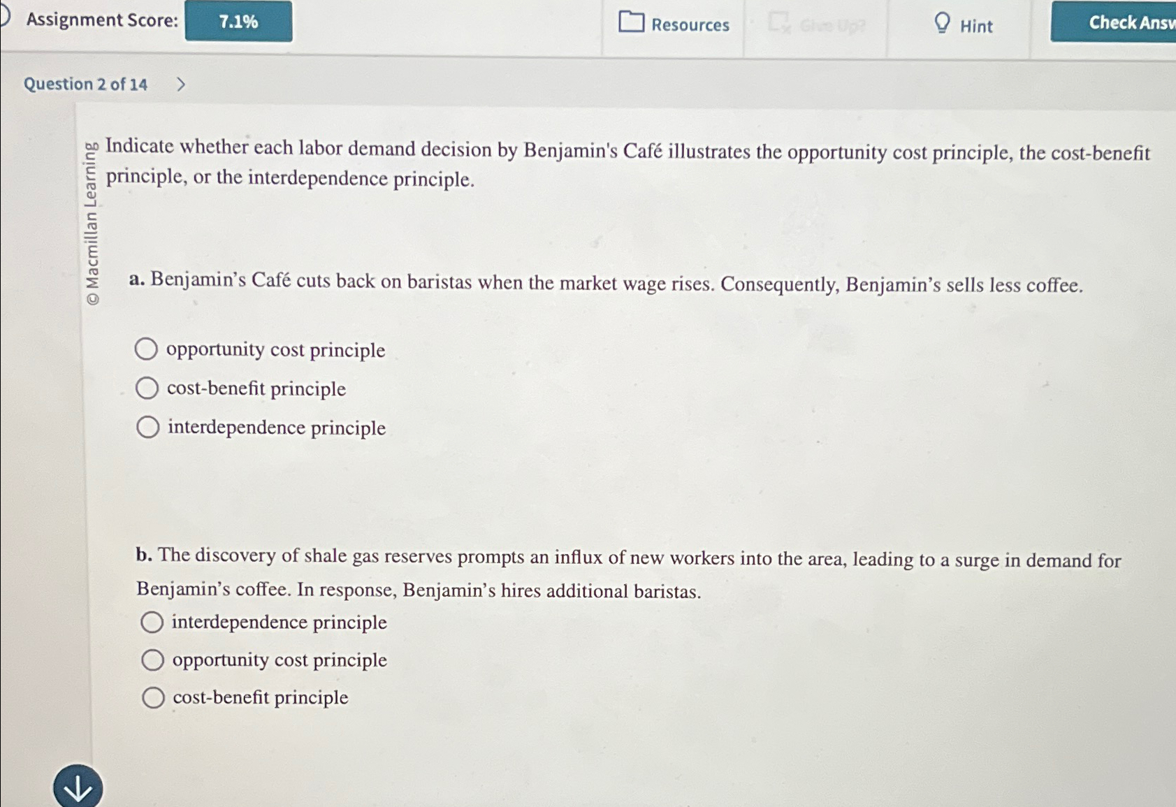 Solved Assignment Score:ResourcesHintQuestion 2 ﻿of | Chegg.com