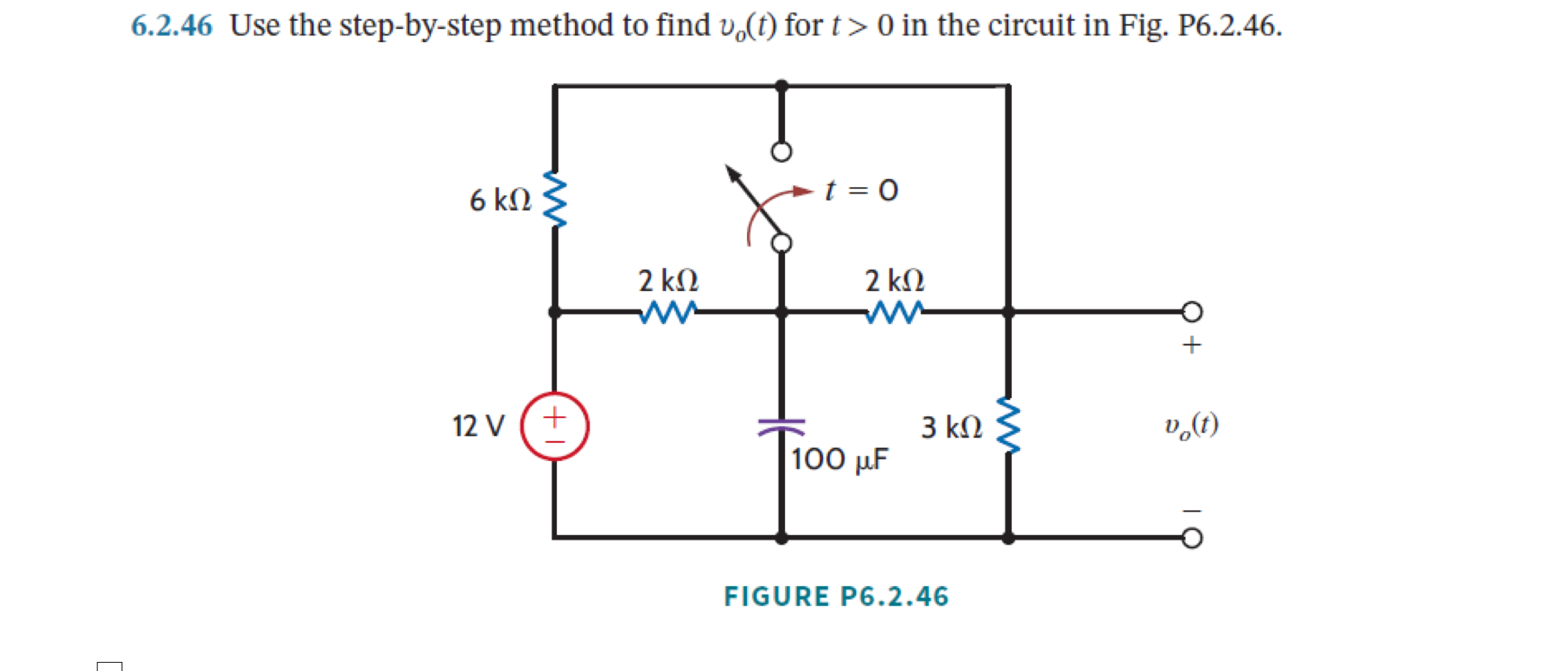 Solved 6.2.46 ﻿Use the step-by-step method to find vo(t) | Chegg.com