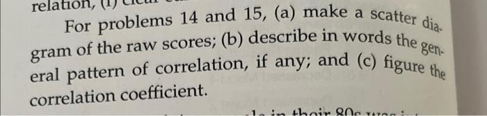 Solved For problems 14 and 15, (a) make a scatter dia. gram | Chegg.com