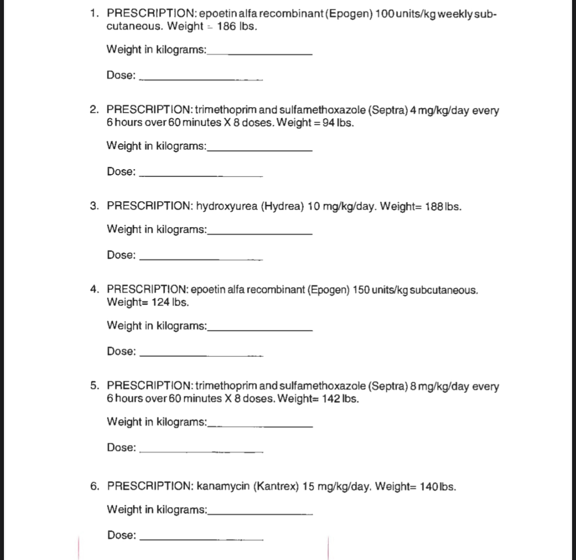 Solved PRESCRIPTION: epoetin alfa recombinant (Epogen) 100 | Chegg.com