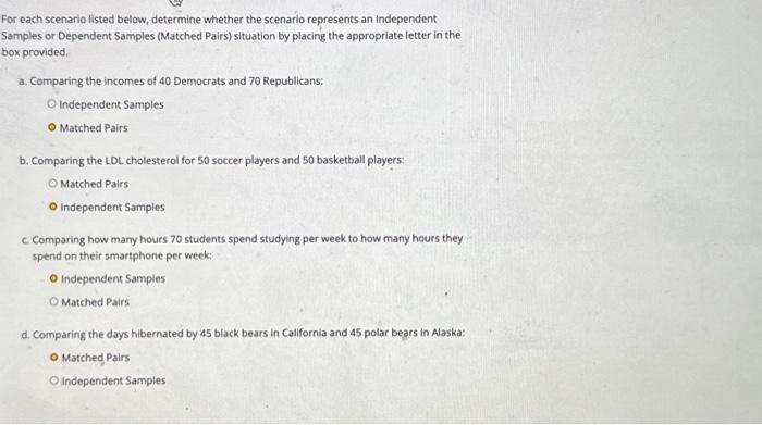 Solved For each scenario listed below, determine whether the | Chegg.com Solved For each scenario listed below, determine whether the | Chegg.com