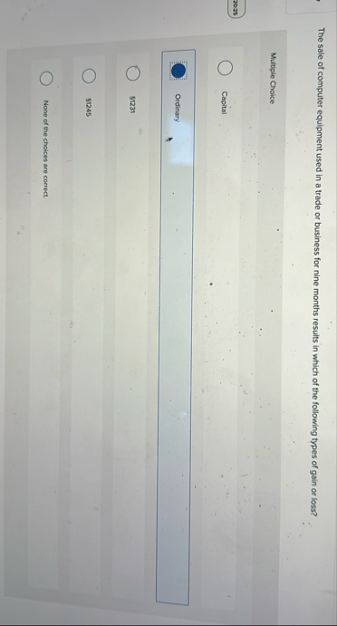 Solved The sale of computer equipment used in a trade or | Chegg.com