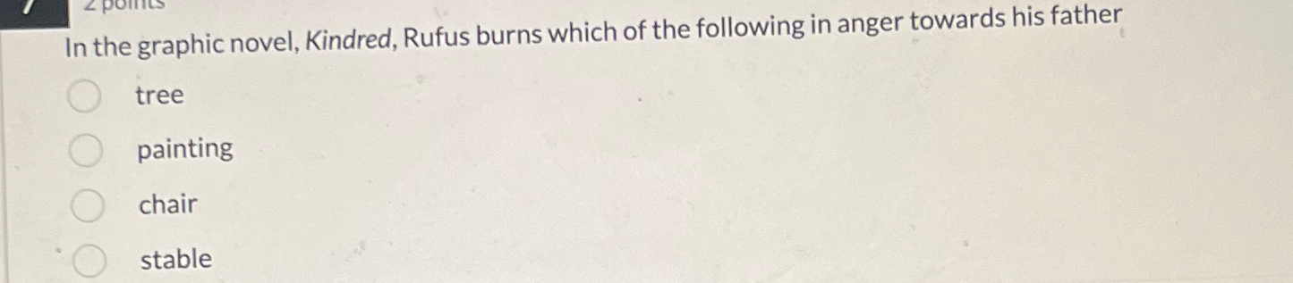 Solved In the graphic novel, Kindred, Rufus burns which of | Chegg.com