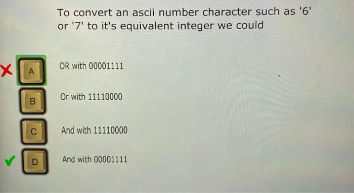 To convert an ascii number character such as '6' or | Chegg.com