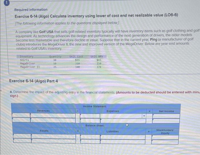 Solved Required information Exercise 6-14 (Algo) Calculate | Chegg.com