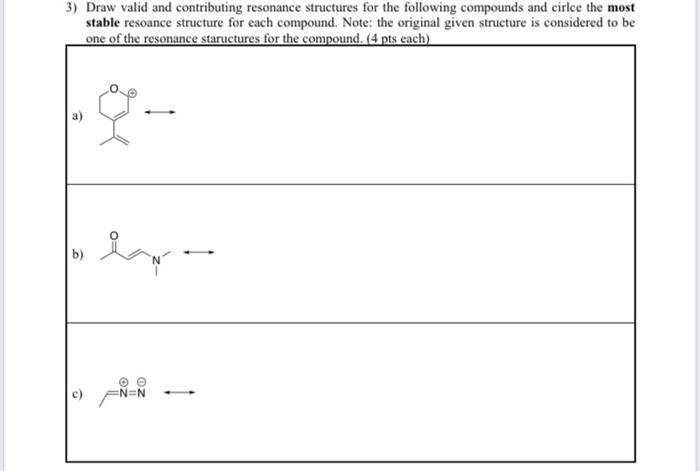 Solved 3) Draw valid and contributing resonance structures | Chegg.com