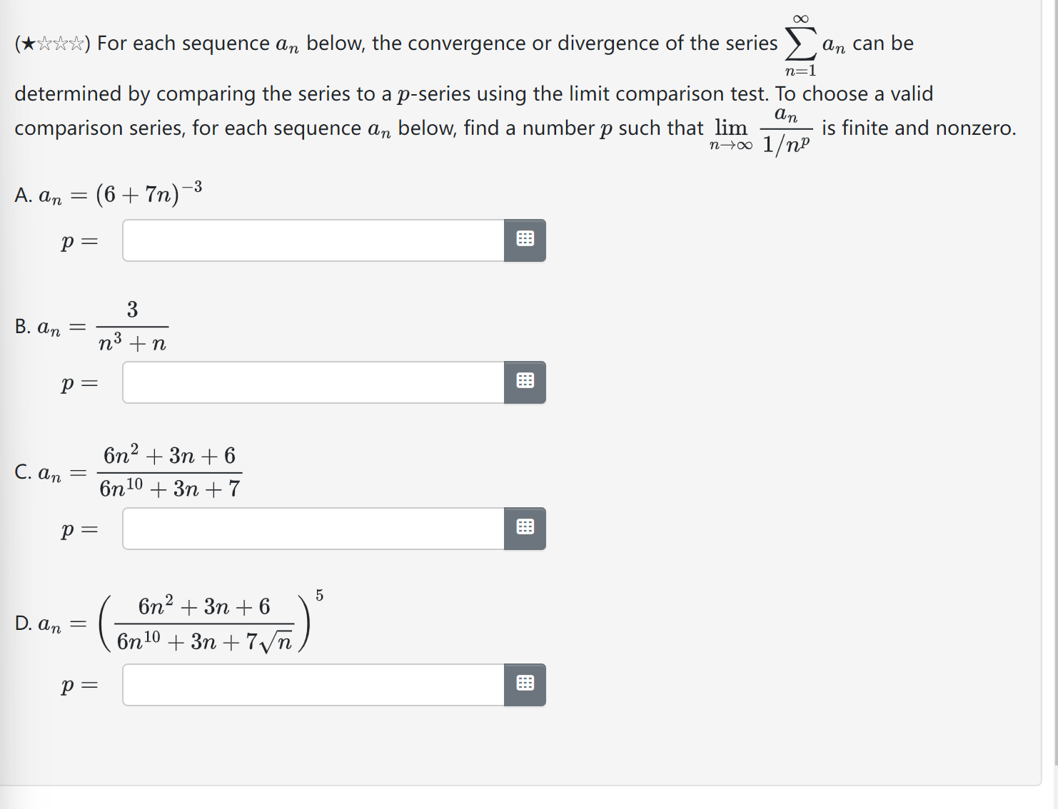 Solved determined by comparing the series to a p-series | Chegg.com