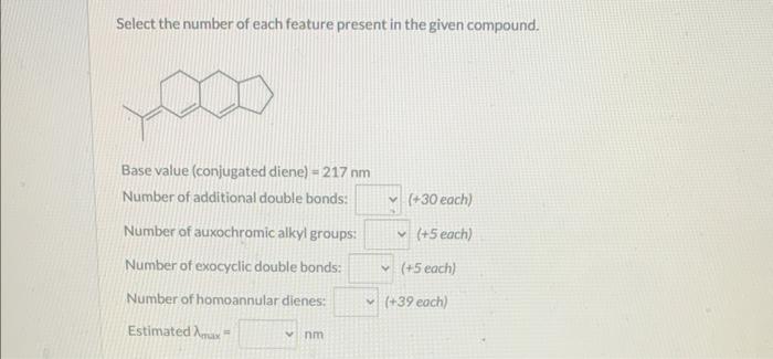 Select the number of each feature present in the | Chegg.com