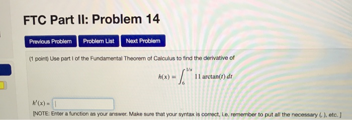 Solved Ftc Part Ii Problem 10 Previous Problem Problem List