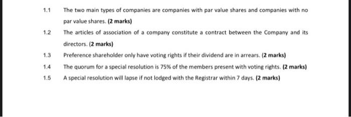 Solved 1.1 The two main types of companies are companies | Chegg.com