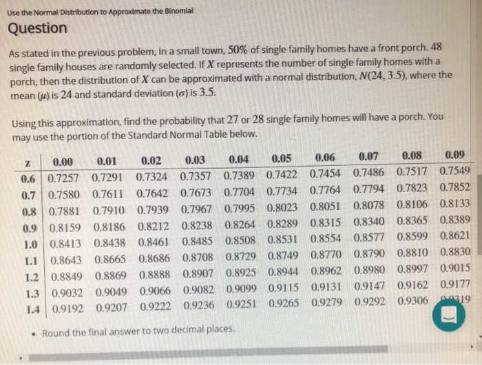 Solved Use the Normal Distribution to Approximate the | Chegg.com