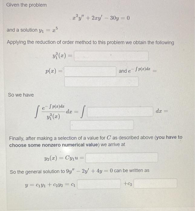 Solved 1 Point Given A Second Order Linear Homogeneous