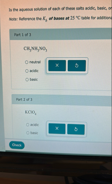 Solved Is the aqueous solution of each of these salts | Chegg.com
