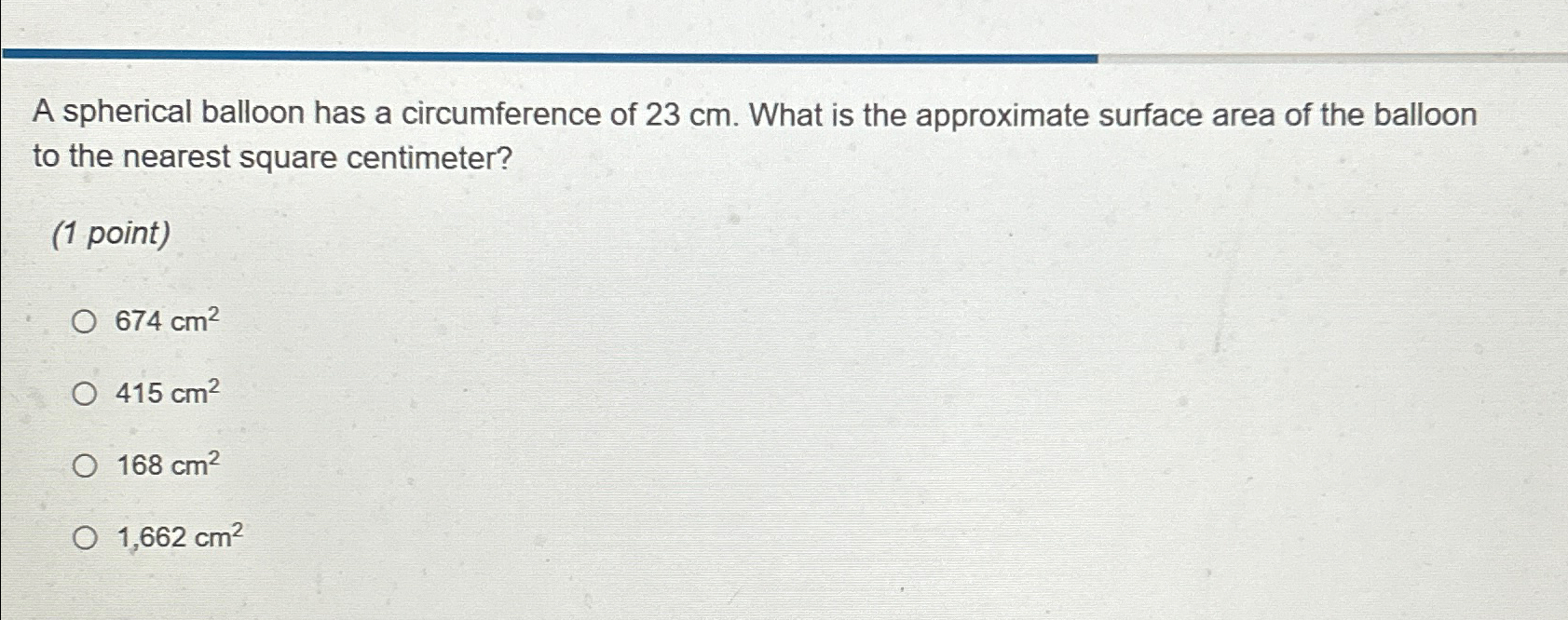 Solved A spherical balloon has a circumference of 23cm. | Chegg.com