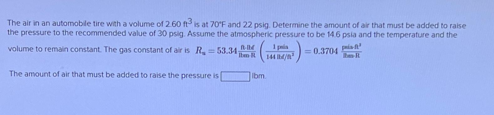 Solved The air in an automobile tire with a volume of | Chegg.com