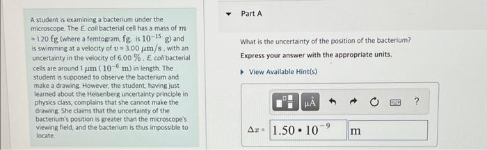 Solved A student is examining a bacterium under the | Chegg.com