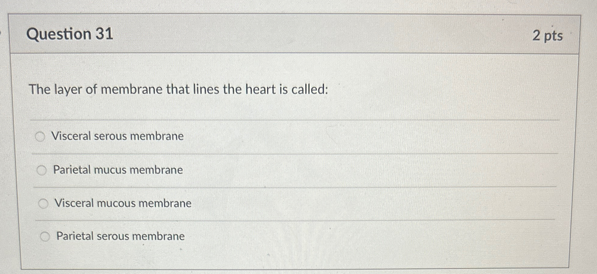 Solved Question 312 ptsThe layer of membrane that lines the | Chegg.com Solved Question 312 ptsThe layer of membrane that lines the | Chegg.com