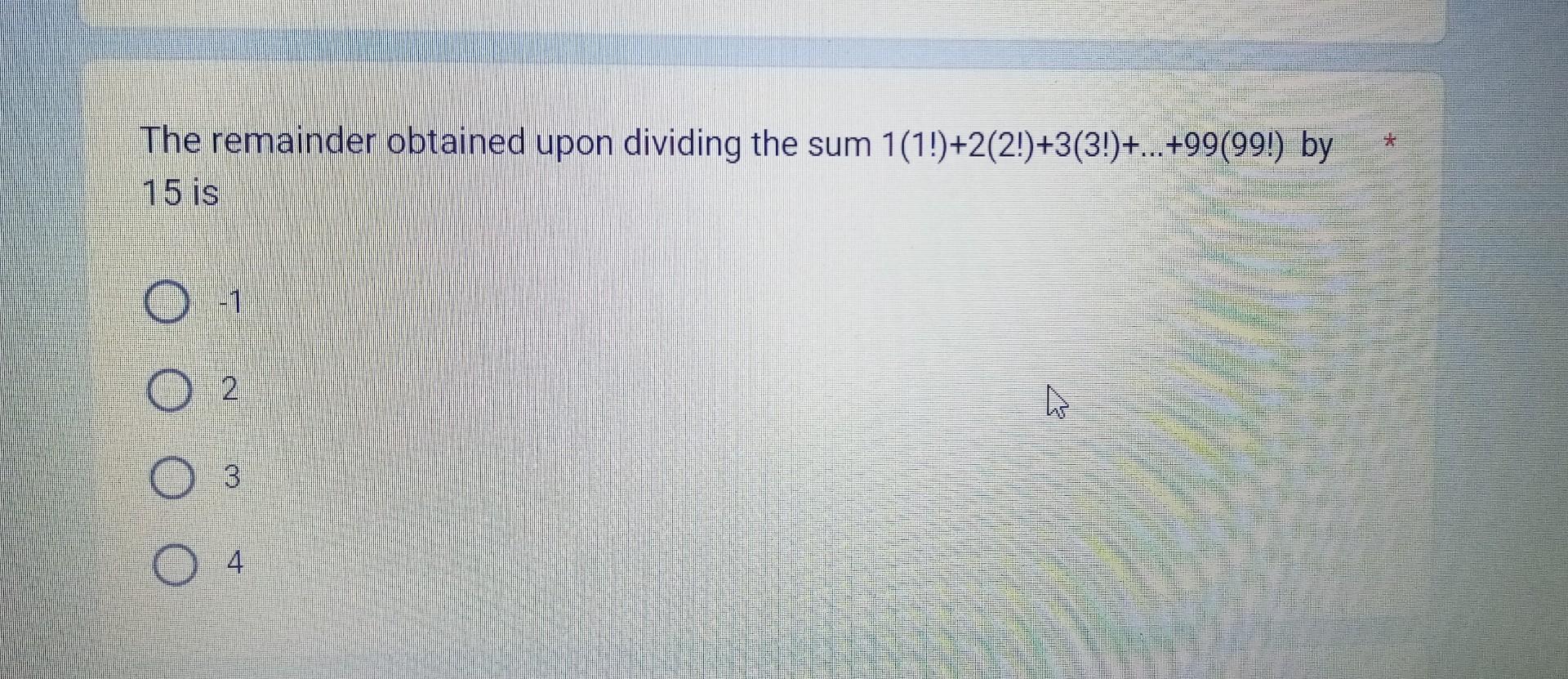 Solved The remainder obtained upon dividing the sum | Chegg.com