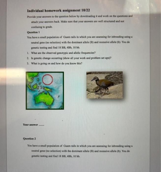 Solved Individual homework assignment 10/22 Provide your | Chegg.com