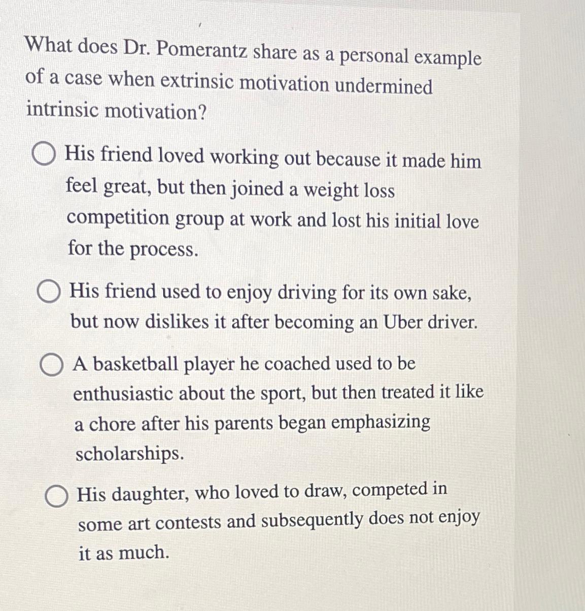 Solved What does Dr. ﻿Pomerantz share as a personal example | Chegg.com