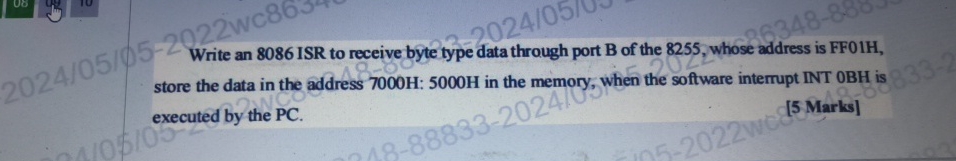 Solved Write an 8086 ﻿ISR to receive byte type data through | Chegg.com