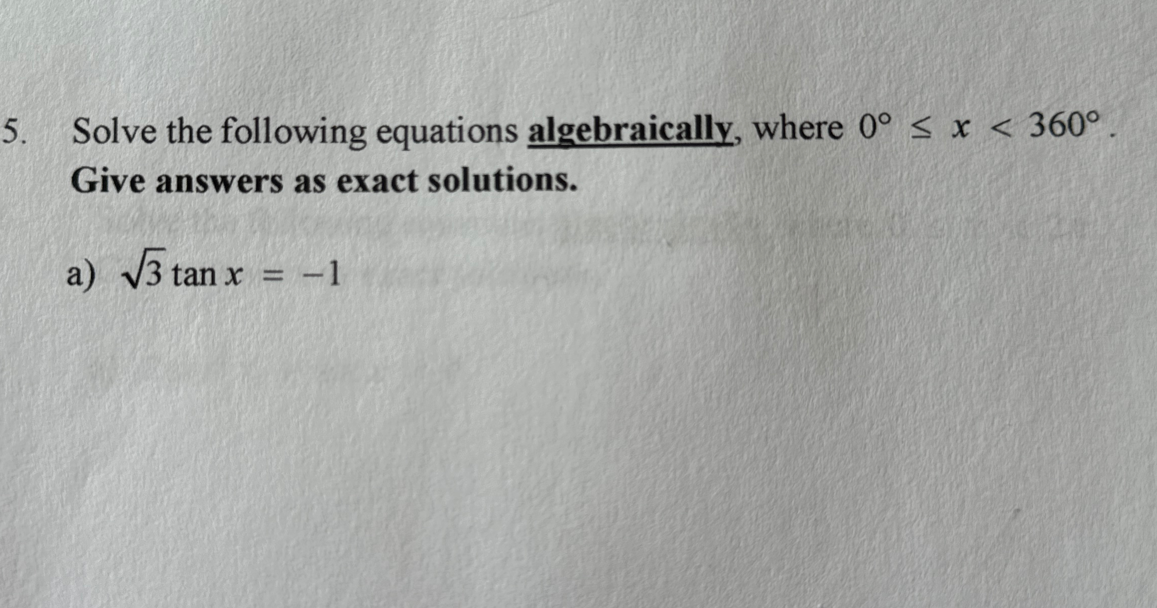 Solved Solve the following equations algebraically, where | Chegg.com