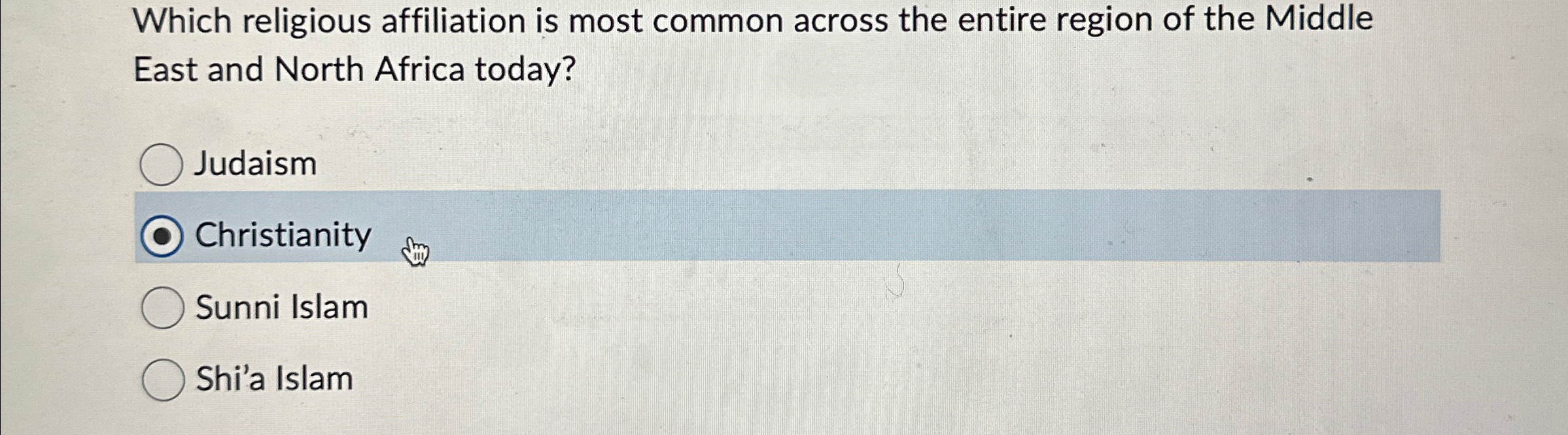 Solved Which religious affiliation is most common across the | Chegg.com