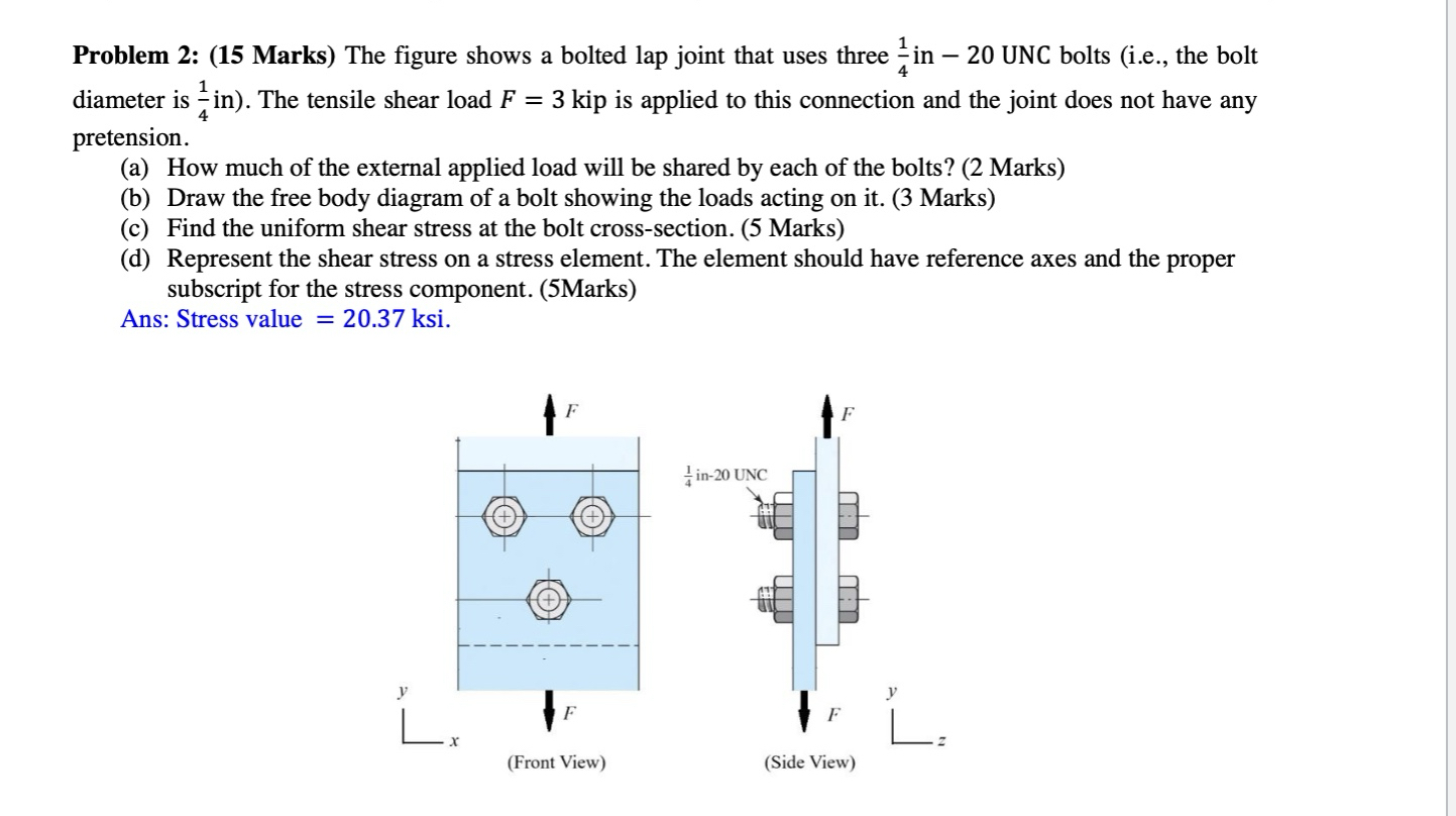 Solved Problem 2: ( 15 ﻿Marks) ﻿The figure shows a bolted | Chegg.com