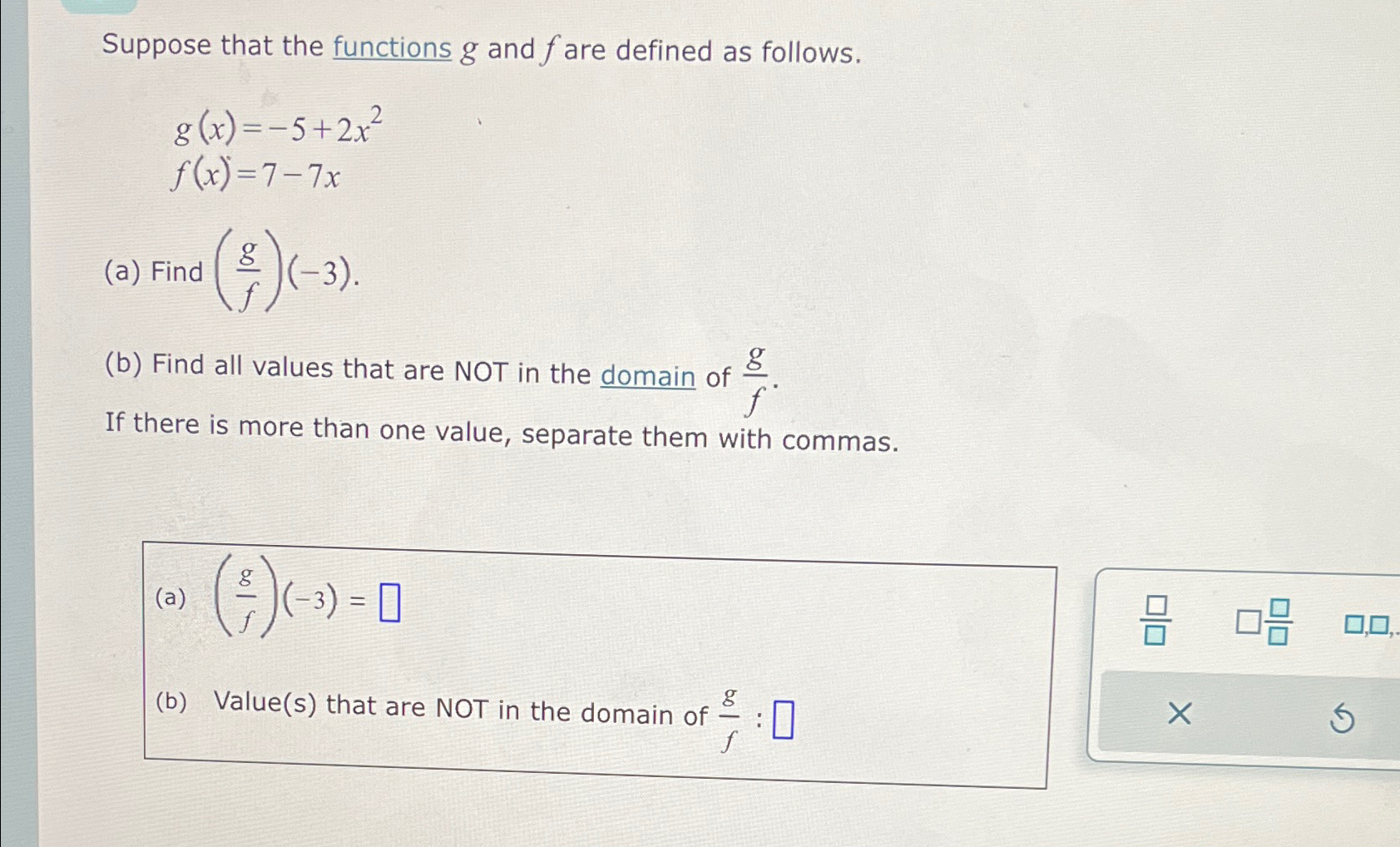 Solved Suppose that the functions g and f are defined as | Chegg.com
