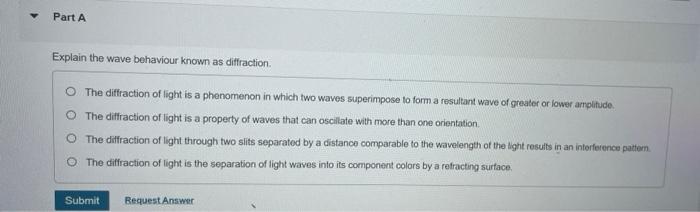 Solved Part A Explain the wave behaviour known as | Chegg.com