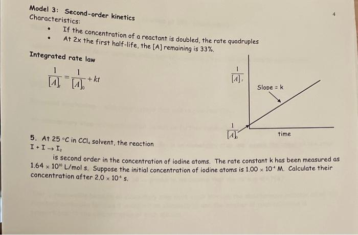 Solved Model 3: Second-order kinetics Characteristics: - If | Chegg.com
