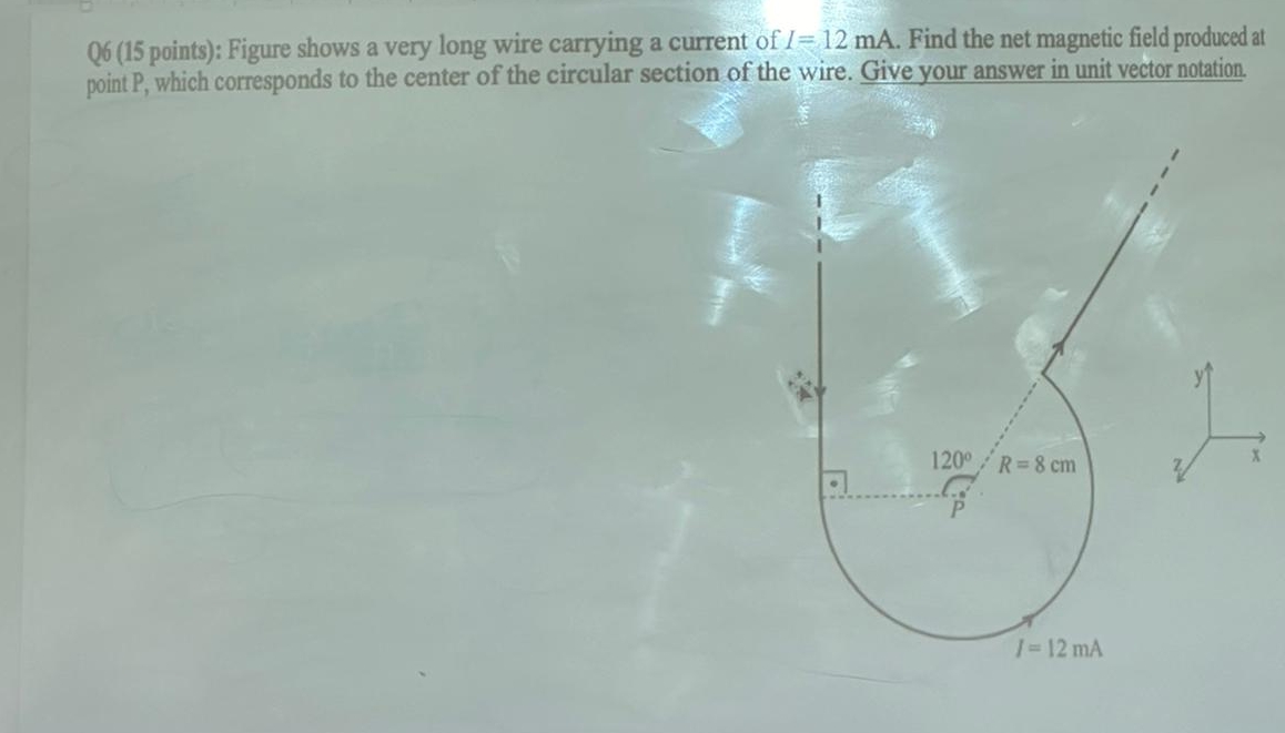 Solved Q6 (15 ﻿points): Figure shows a very long wire | Chegg.com