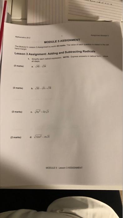 Solved Math 20-2 MODULE 5 ASSIGNMENT The Mode Lesson 3 | Chegg.com