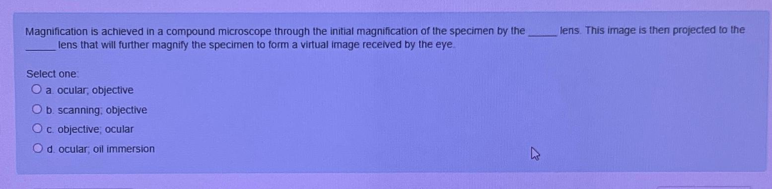Solved Magnification is achieved in a compound microscope | Chegg.com