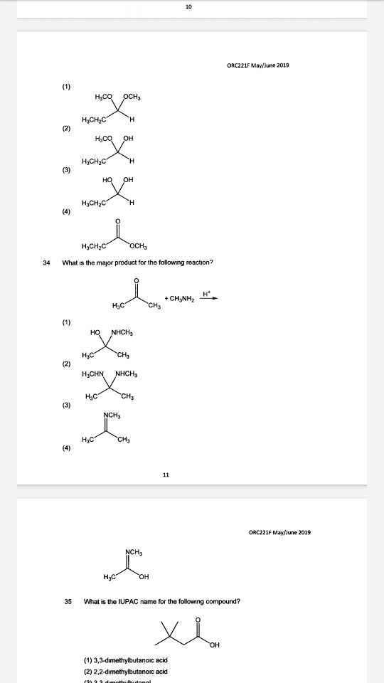 Solved ORC221F May/June 2019 (1) An ester (2) An alkene (3) | Chegg.com Solved ORC221F May/June 2019 (1) An ester (2) An alkene (3) | Chegg.com