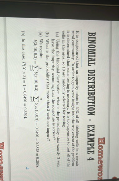 Solved BINOMIAL DISTRIBUTION - ﻿EXAMPLE 4It is conjectured | Chegg.com