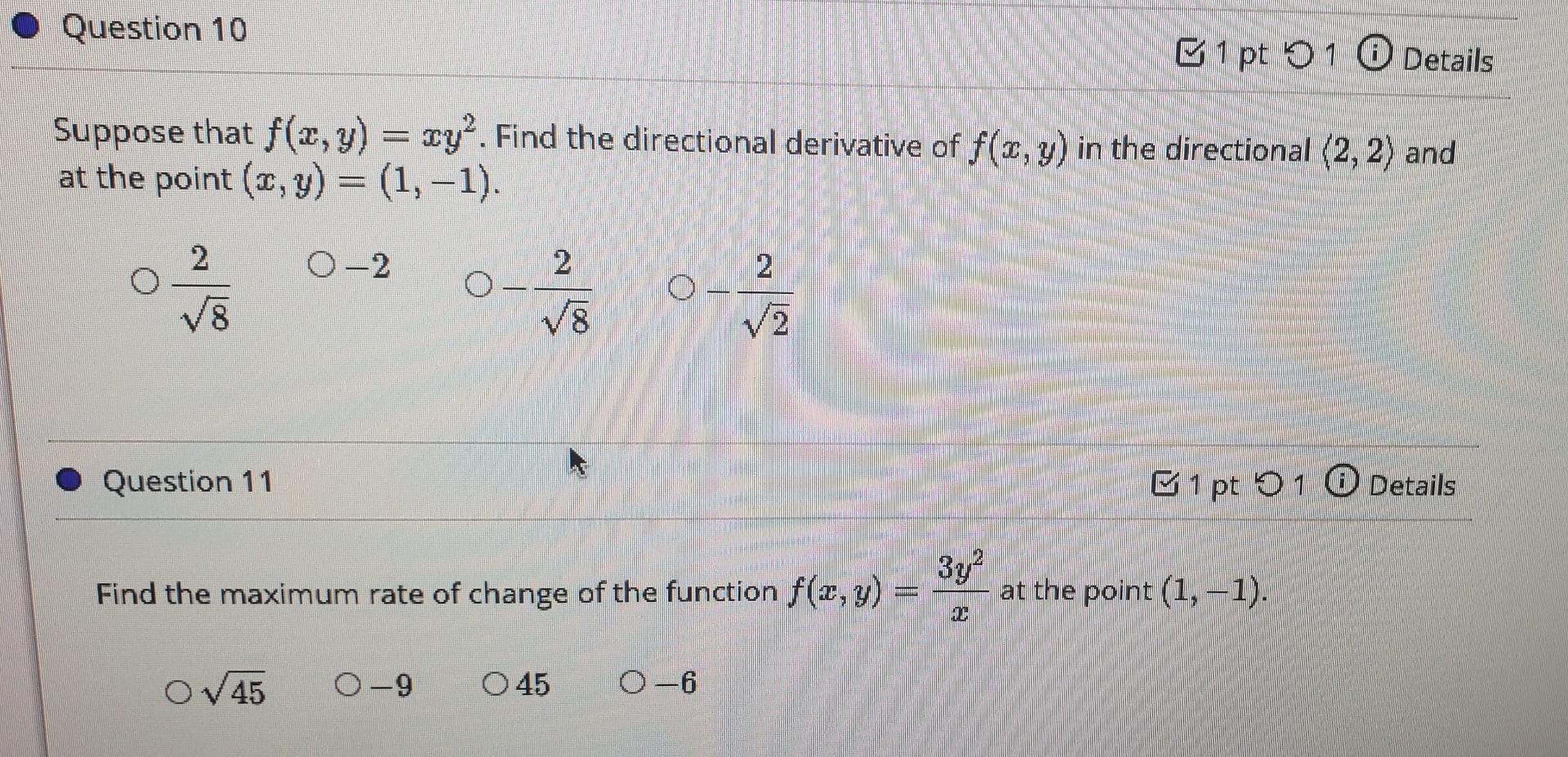 Solved Suppose that f(x,y)=xy2. Find the directional | Chegg.com Solved Suppose that f(x,y)=xy2. Find the directional | Chegg.com