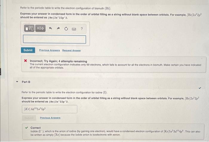 Solved Refer To The Periodic Table To Write The Eloctron