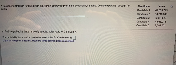 Solved A frequency distribution for an election in a certain | Chegg.com